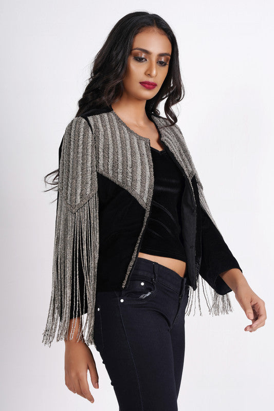Tyler Beaded Fringe Jacket – Diwaah.com